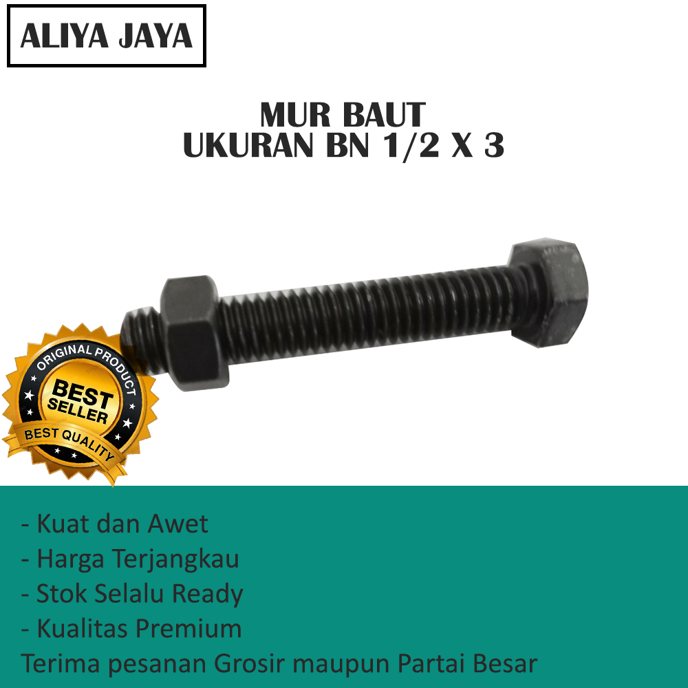 MUR BAUT HEXAGONAL 1/2 x 3 (HARGA SATUAN)- BAUT MUR HEXAGONAL 1/2 x 3 ...