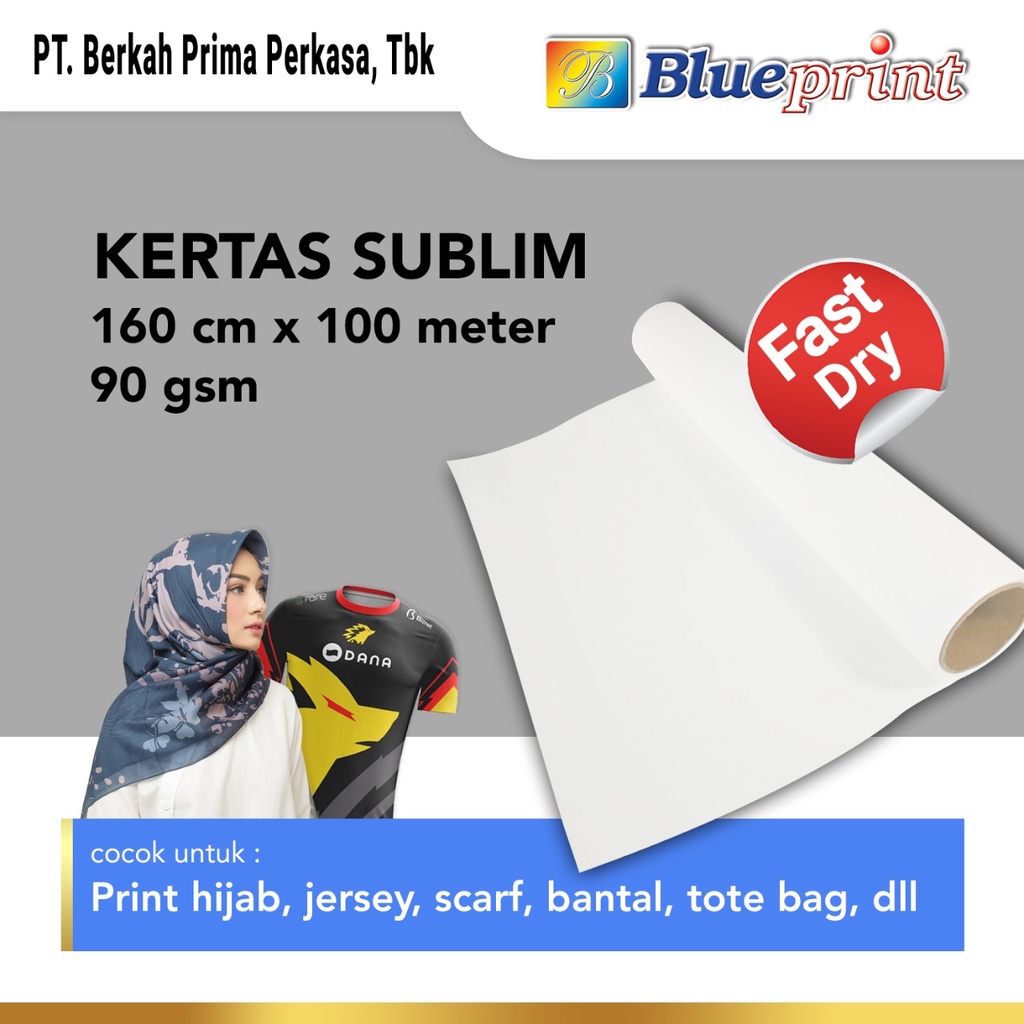 Kertas Sublim Roll BLUEPRINT 160 x 100 cm Sublimation Papper 90 Gsm ...