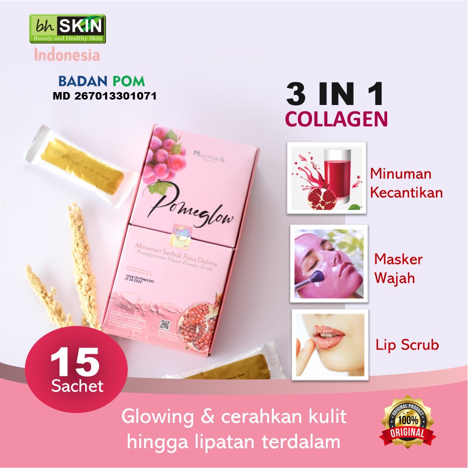 ORIGINAL Pomeglow Miscella-G Collagen Antioxidant Pemutih Badan 15 ...