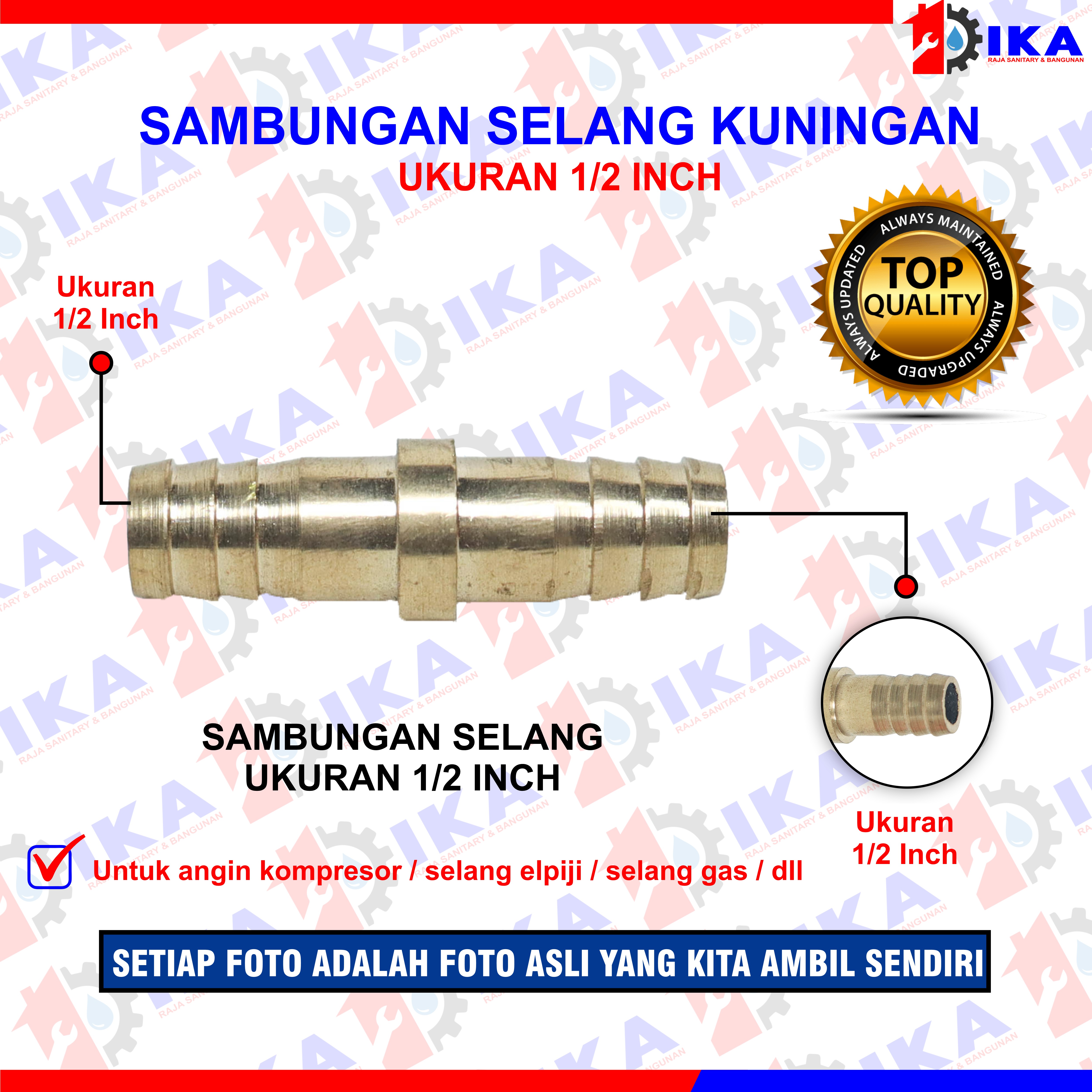 Sambungan Selang Kuningan Asli . Fitting nepel kuningan size 1/2” 3/4 ...
