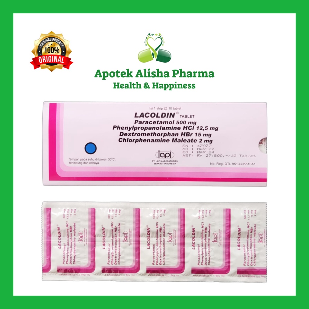 Lacoldin / Strip 10 Tablet - Lakoldin Obat Batuk / Flu Pilek / Panas ...