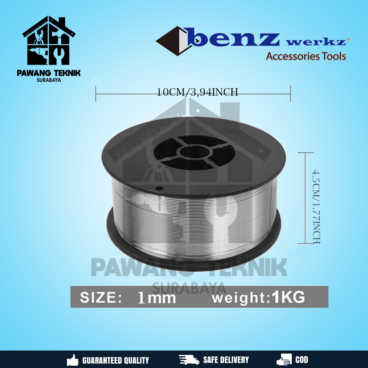 Benz Werkz Kawat Las Mig 0.8MM 1MM 1KG Flux Cored Wire NON CO2 Kawat Las Mesin Las MIG Tanpa Gas ...