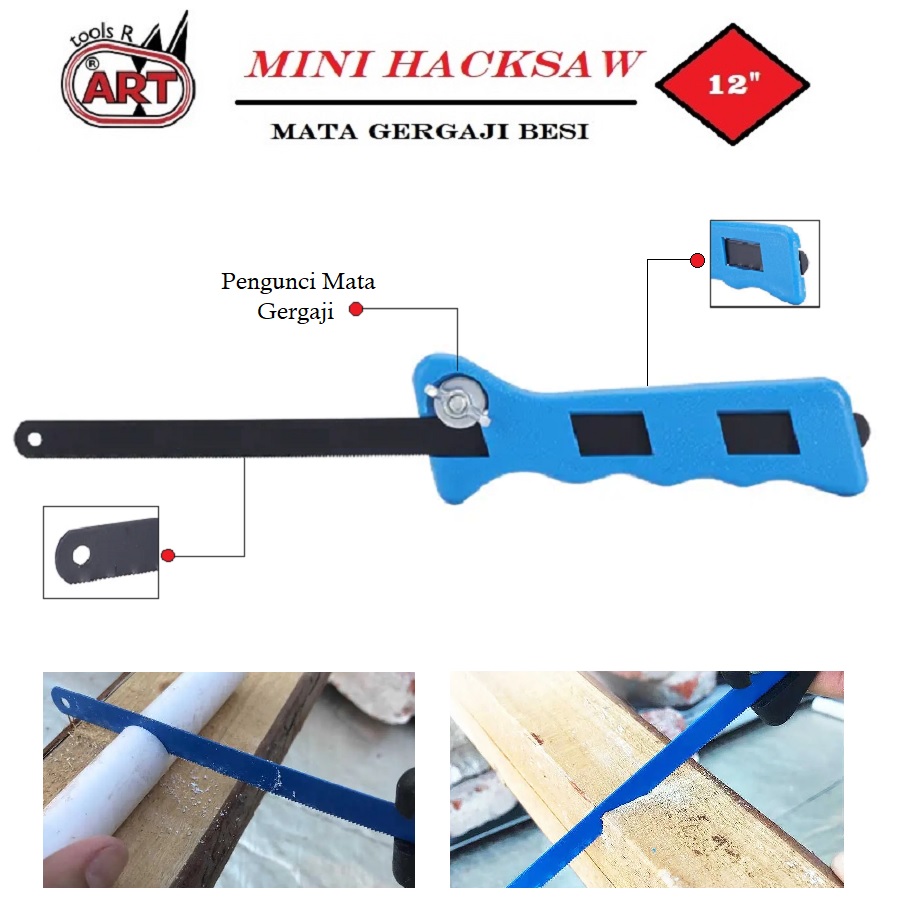ART Mini Hacksaw 12 inch / Gagang Gergaji Besi Plastik Mini PVC Handle ...