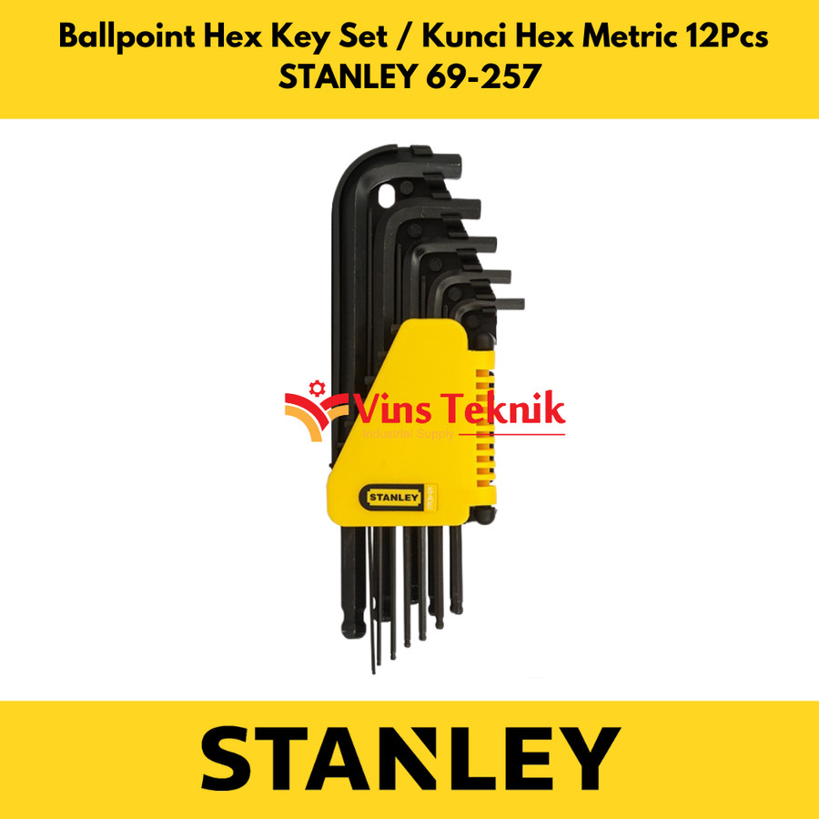 Kunci L Set Hex Metric 12Pcs Ballpoint Hex Key Set STANLEY 69-257 ...