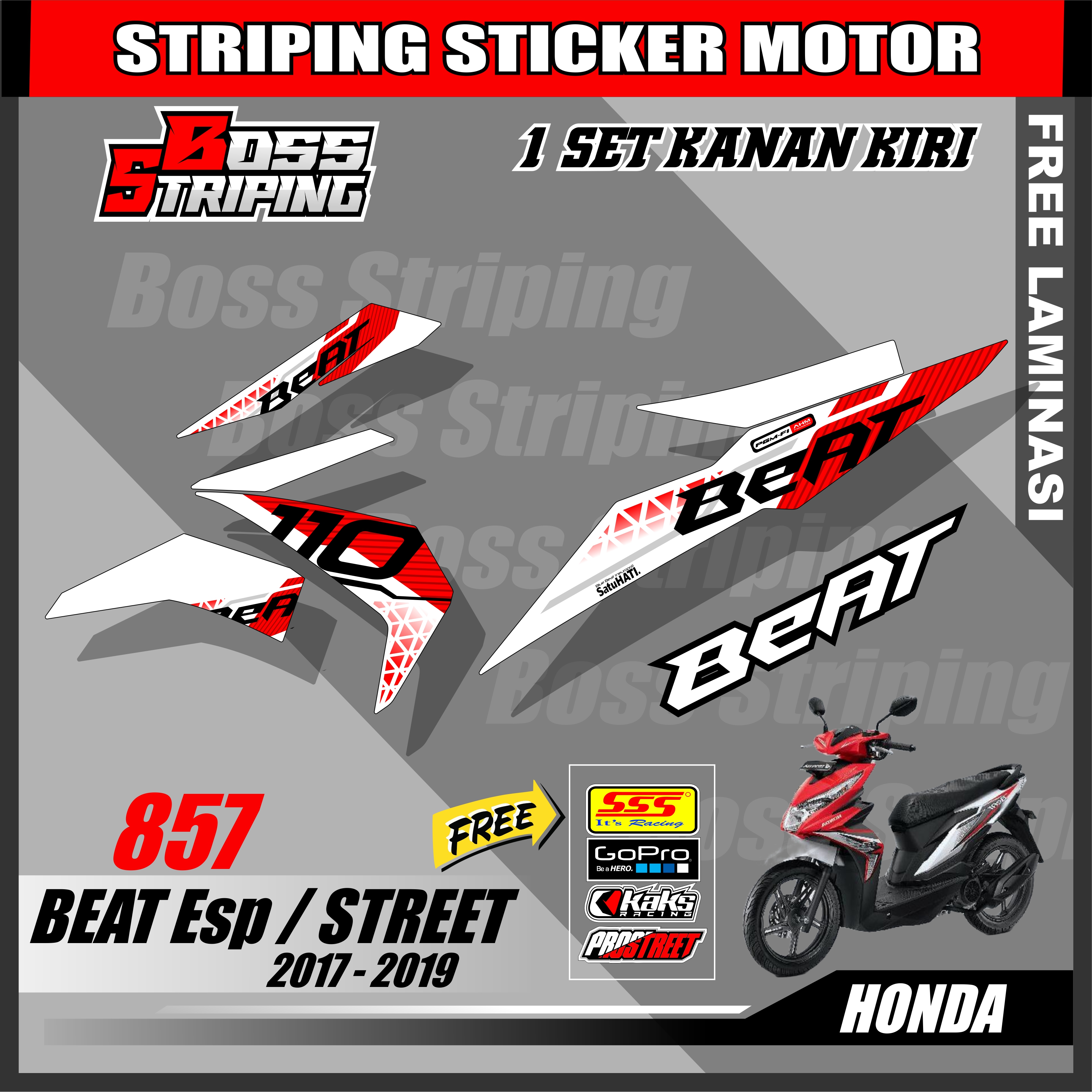 STICKER MOTOR STRIPING BEAT ESP BEAT STREET THN 2016 2017 2018 2019 KODE M857 STIKER MOTOR ...