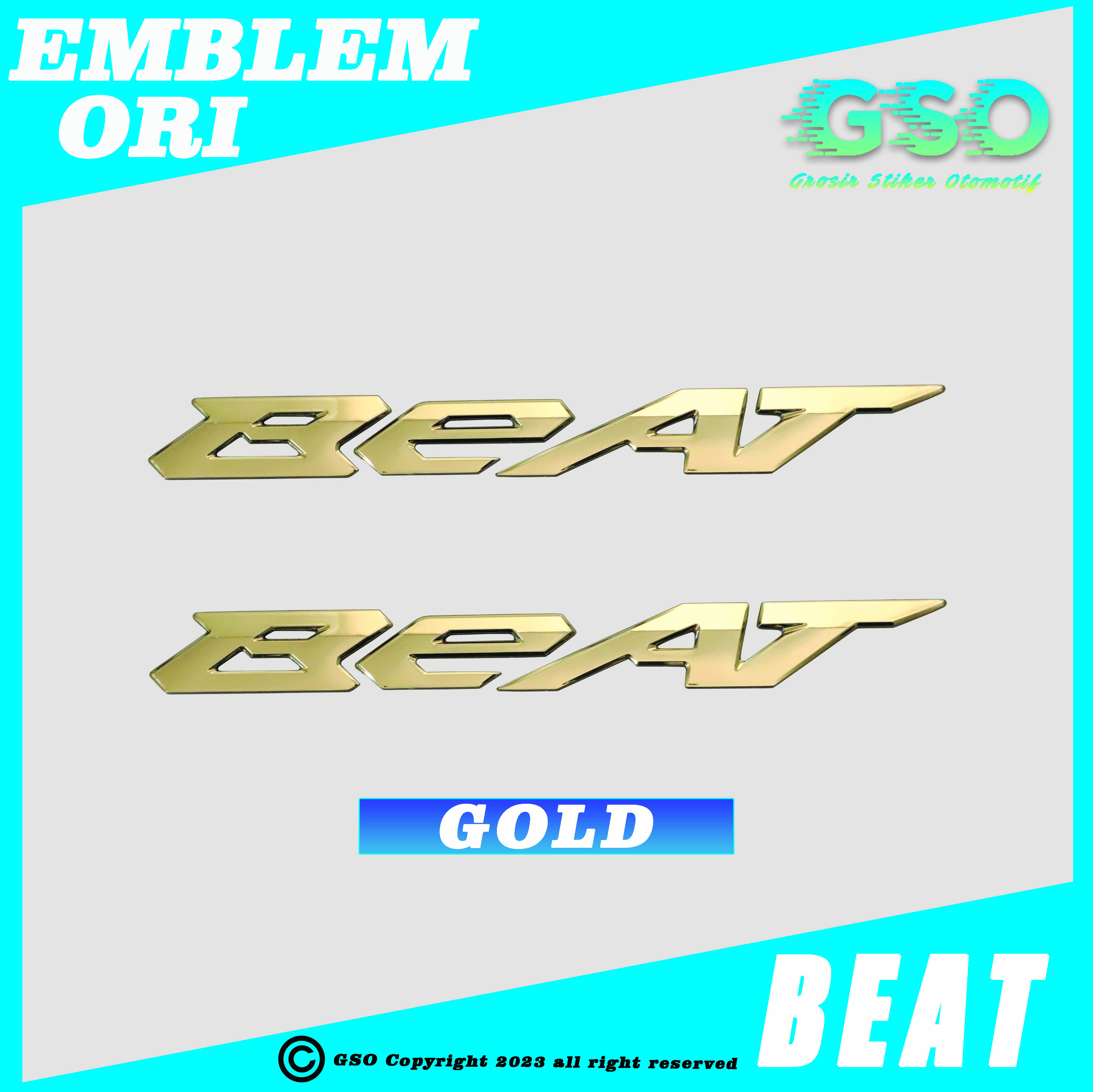 STICKER EMBLEM BEAT ORI 3D / EMBLEM BEAT ORIGINAL CHROME KANAN KIRI ...