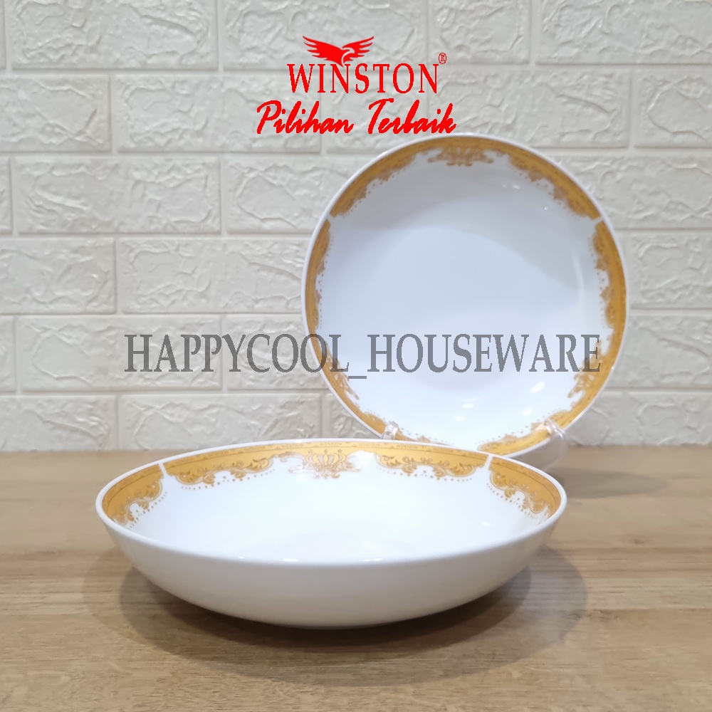 WINSTON Piring Keramik 8,25IN Mahkota Mas Piring Buah Piring Makan Soup ...