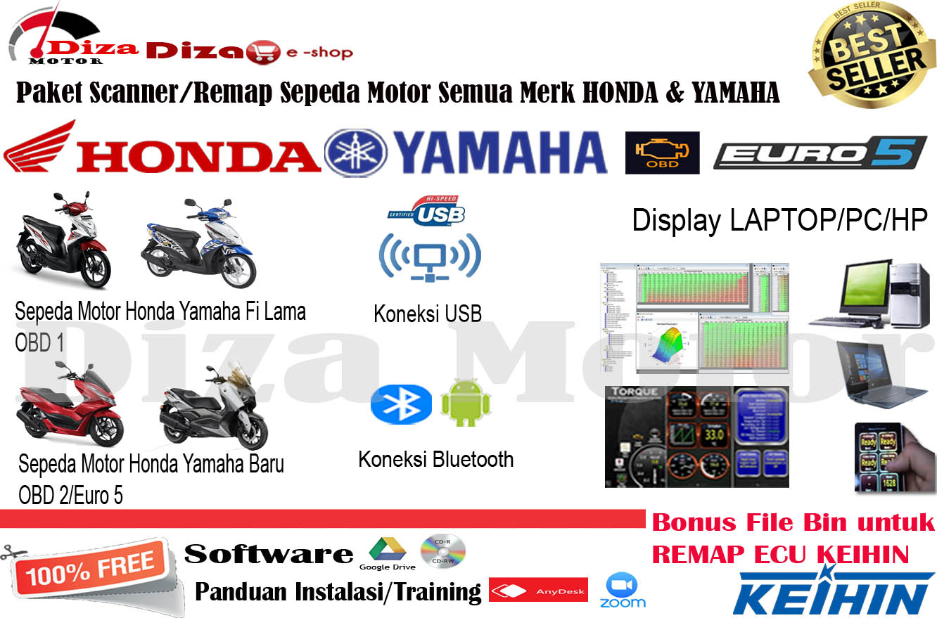 Paket MURAH Alat Scanner/Remap/Flasher Semua Sepeda Motor Honda dan ...