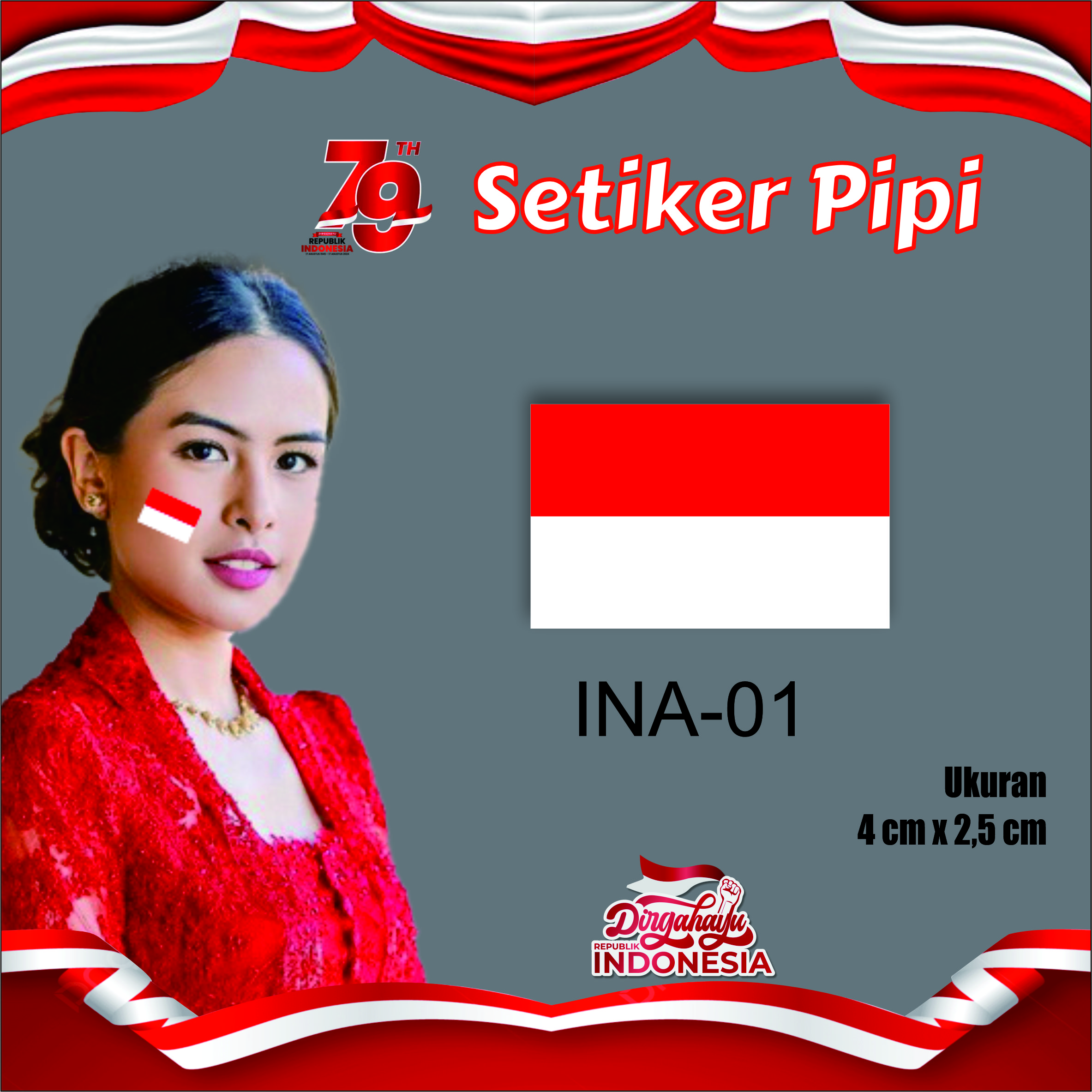 Sticker Pipi Merah Putih | Tempelan Pipi Bendera stiker thumbler ...