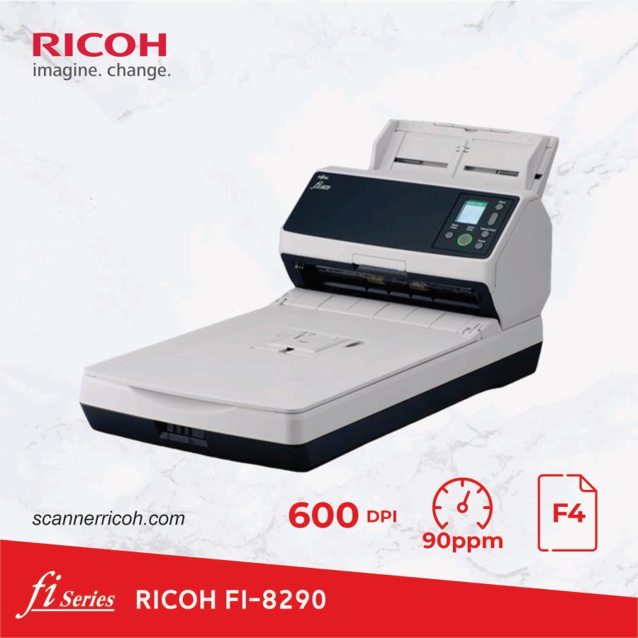 Scanner Ricoh Fi-8290 ADF + Flatbed - 90 Lembar/Menit - (A4/Legal ...
