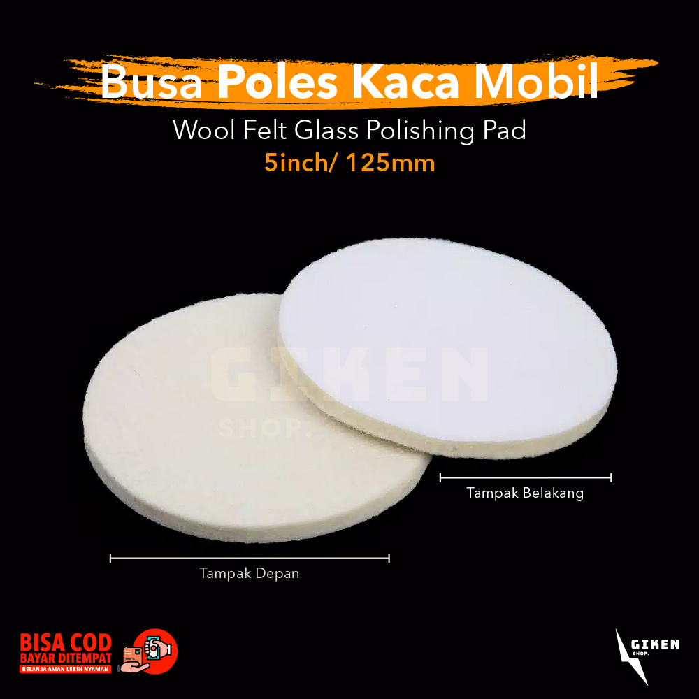Busa Spon Poles Kaca Mobil Wool Felt Glass Polishing Pad 5 inch 125mm ...