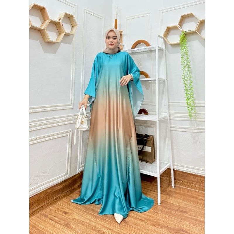 VURLA DRESS KAFTAN OMBRE GRADASI ELEGANT SOFT FLOWLY LEMBUT RINGAN ...