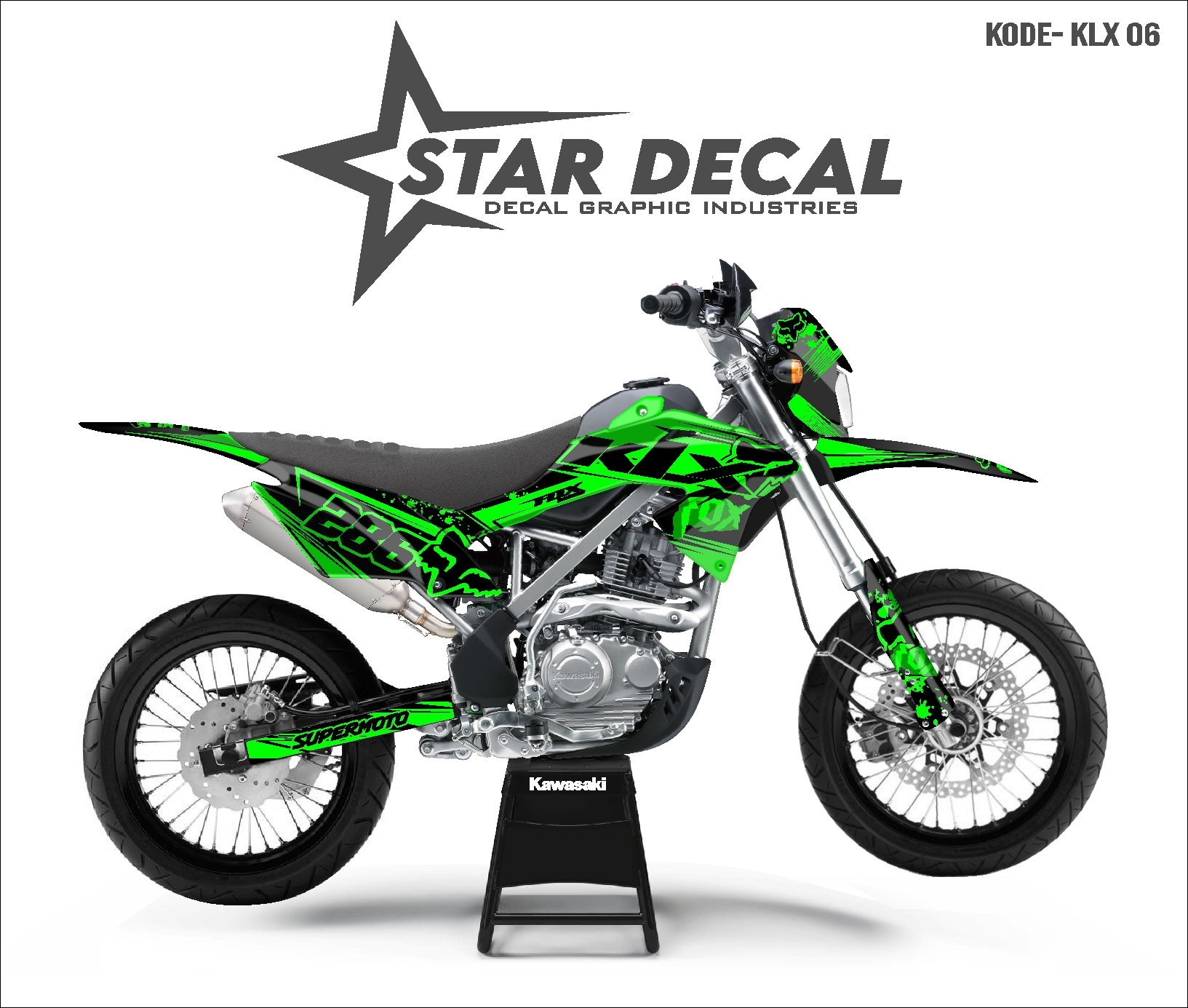 Sticker Decal KLX BF Full Body Hijau Hitam FOX Raider | Lazada Indonesia