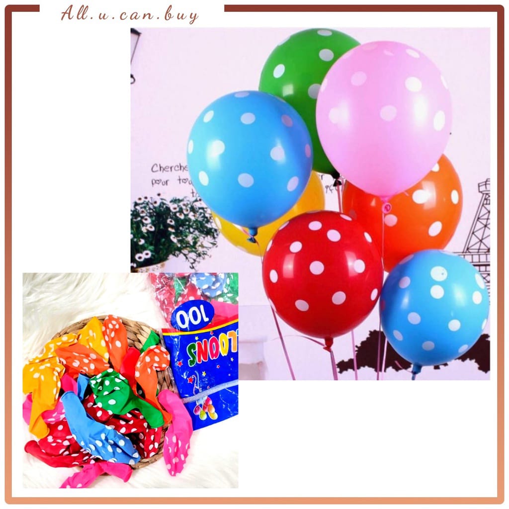 Balon Karet Latex Polkadot 12 inch Ballon Baloon Per 10 Pcs Warna ...