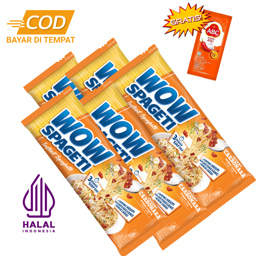 WOW Spageti/Spaghetti Instan Halal BPOM GRATIS SAUS SAMBEL ISI 1,2,3,5 ...