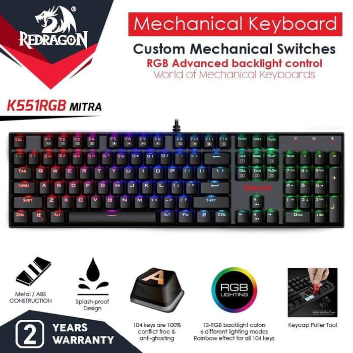 Redragon K551RGB Gaming Keyboard Mechanical RGB MITRA | Lazada Indonesia