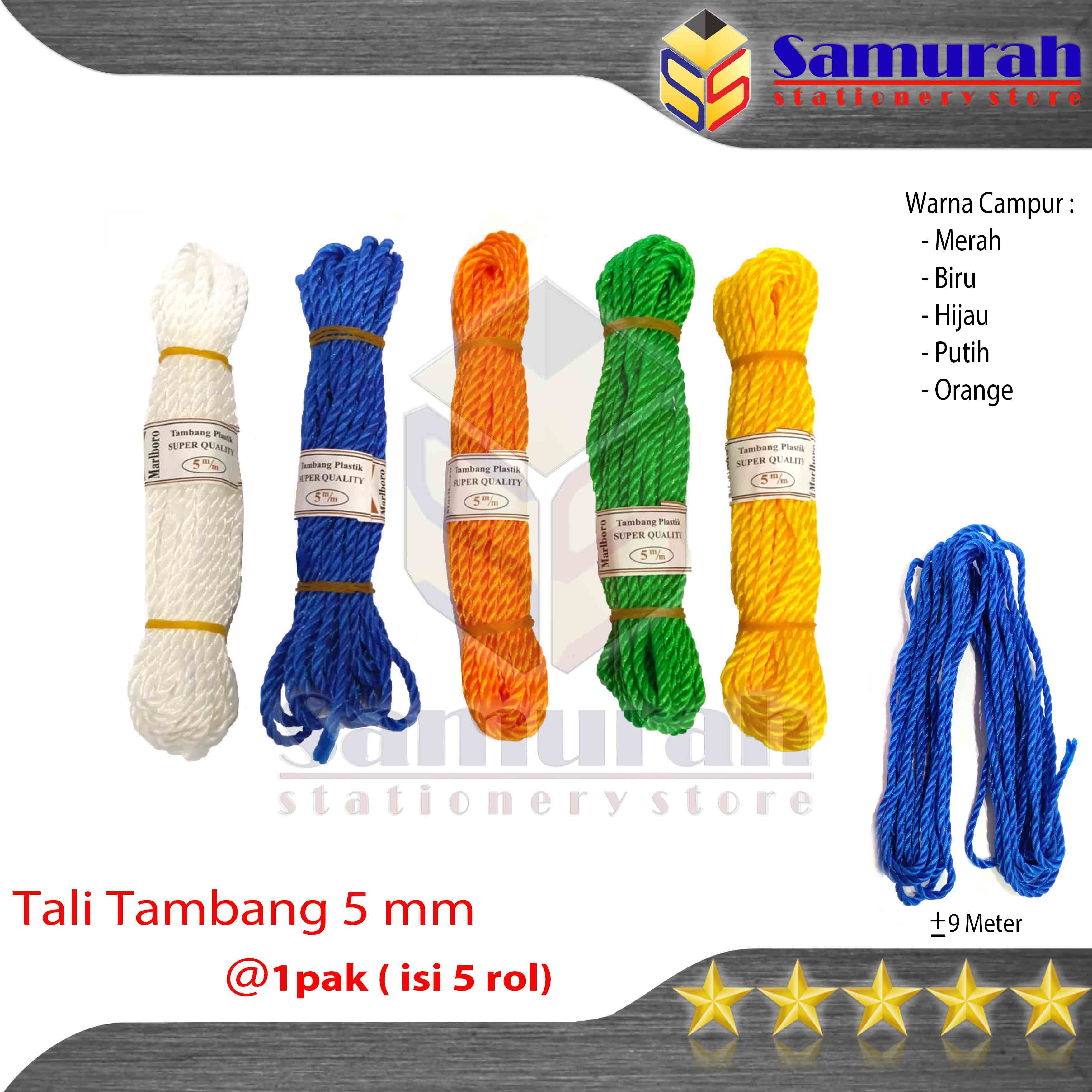 Tali Tambang Plastik Diameter 5 milimeter / Tambang Nylon ukuran lebar ...
