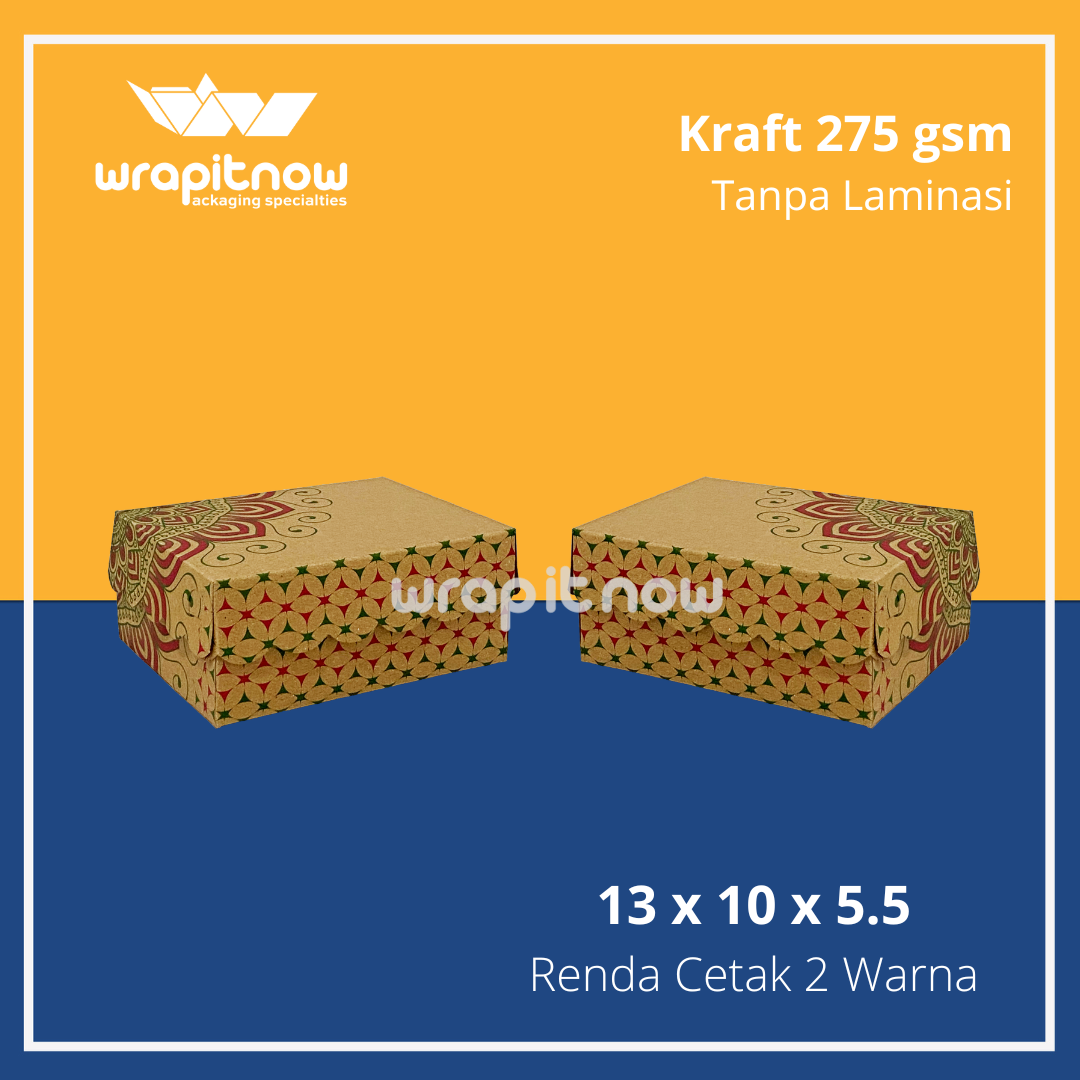 (Isi 10pcs) Dus Snack Kraft 13x10x6 Renda Motif Cetak/ dus snack lapis ...