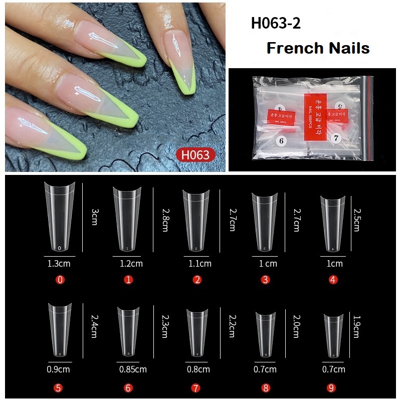 KK 500pcs Fake Nail Kuku Palsu Extention Bening Bentuk Stiletto Oval ...