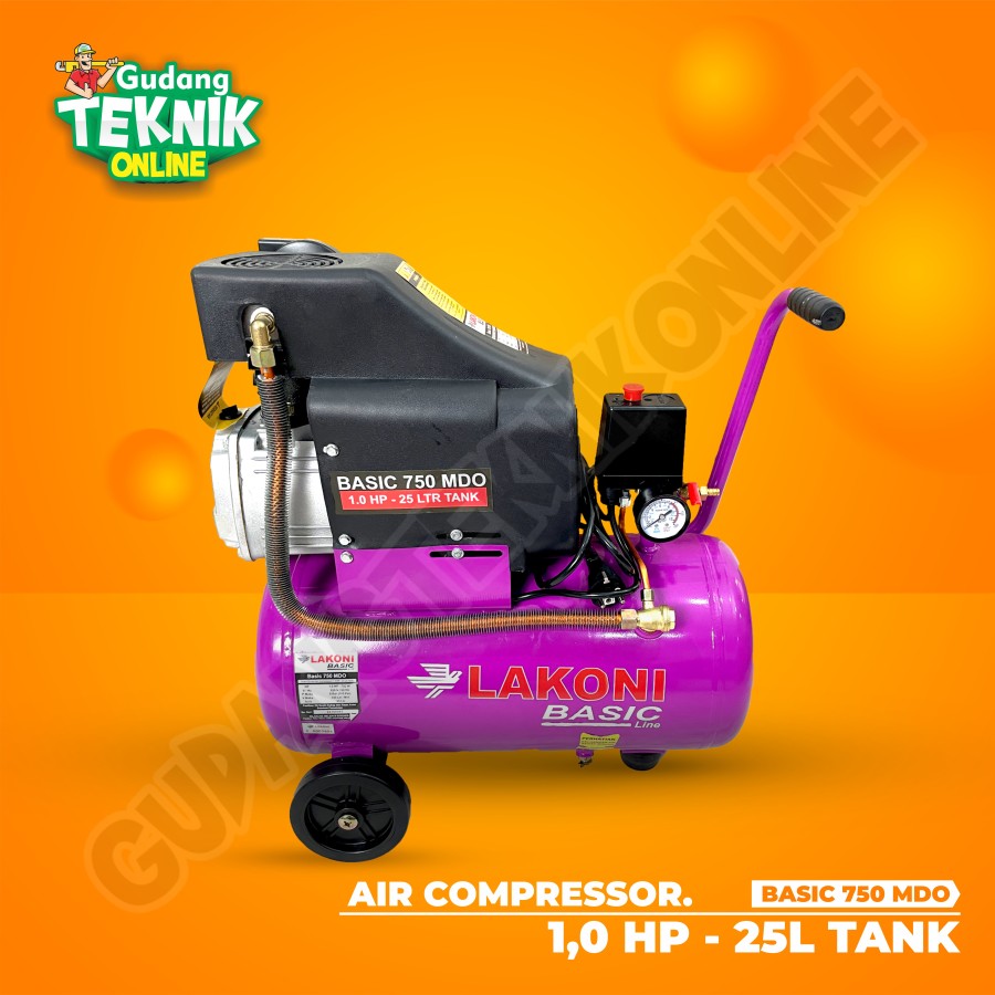Kompresor Angin 25L BASIC 750 MDO MDS LAKONI 1HP LISTRIK / Air ...
