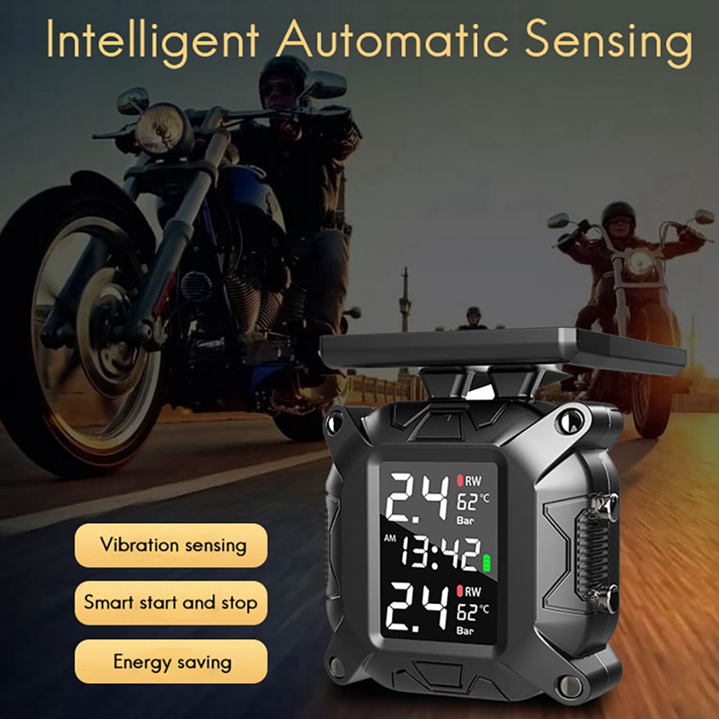 Wireless Motorcycle TPMS Tire Pressure Monitoring System Solar External ...