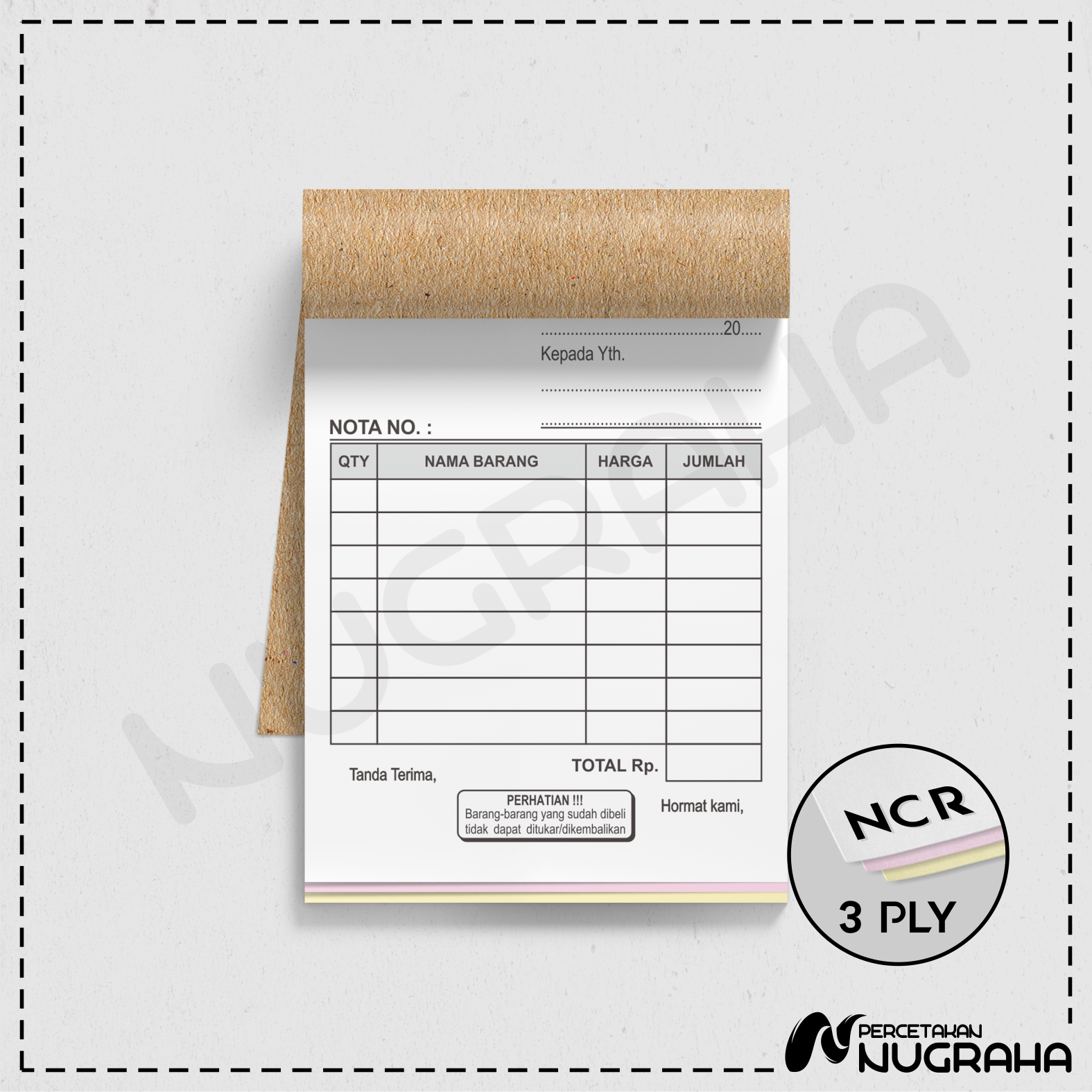 NOTA UKURAN 1/8 FOLIO 2-3 RANGKAP (PLY) / BUKU NOTA KONTAN | Lazada ...