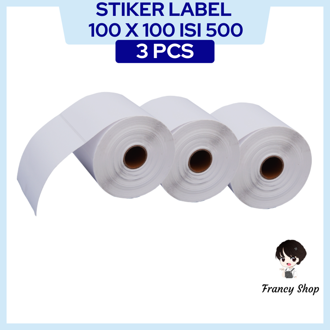 Paket Murah Label Thermal 100x100 Sticker Resi Barcode isi 500 Pcs x3 ...