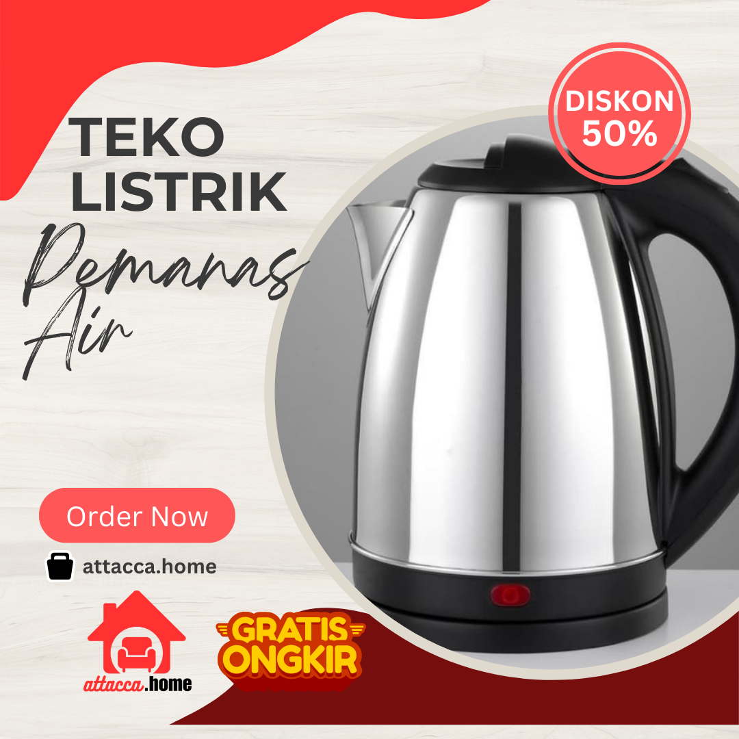 Teko Listrik Pemanas Air Stainless 2 Liter Low Watt Otomatis Water ...