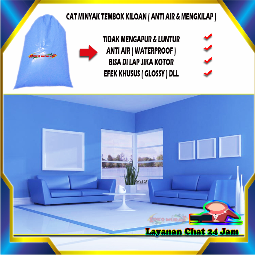 CAT TEMBOK MENGKILAP / CAT TEMBOK WARNA BIRU LAUT / CAT KILOAN / CAT ...