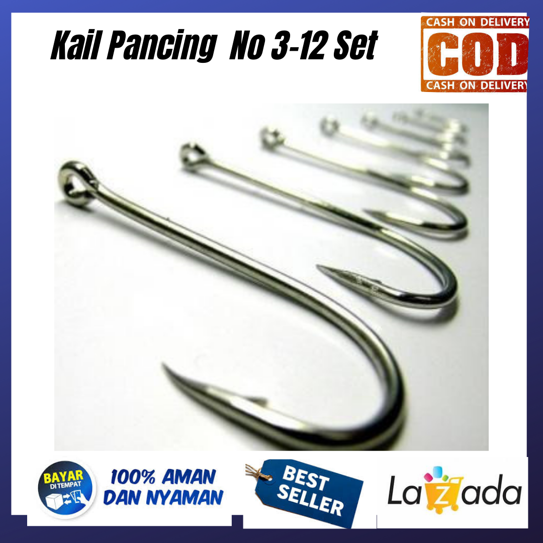 Barang Bisa COD - Kail Pancing No 3-12 Set / Taffsport Handled Fishing Hook Ten Division No 3-12 ...