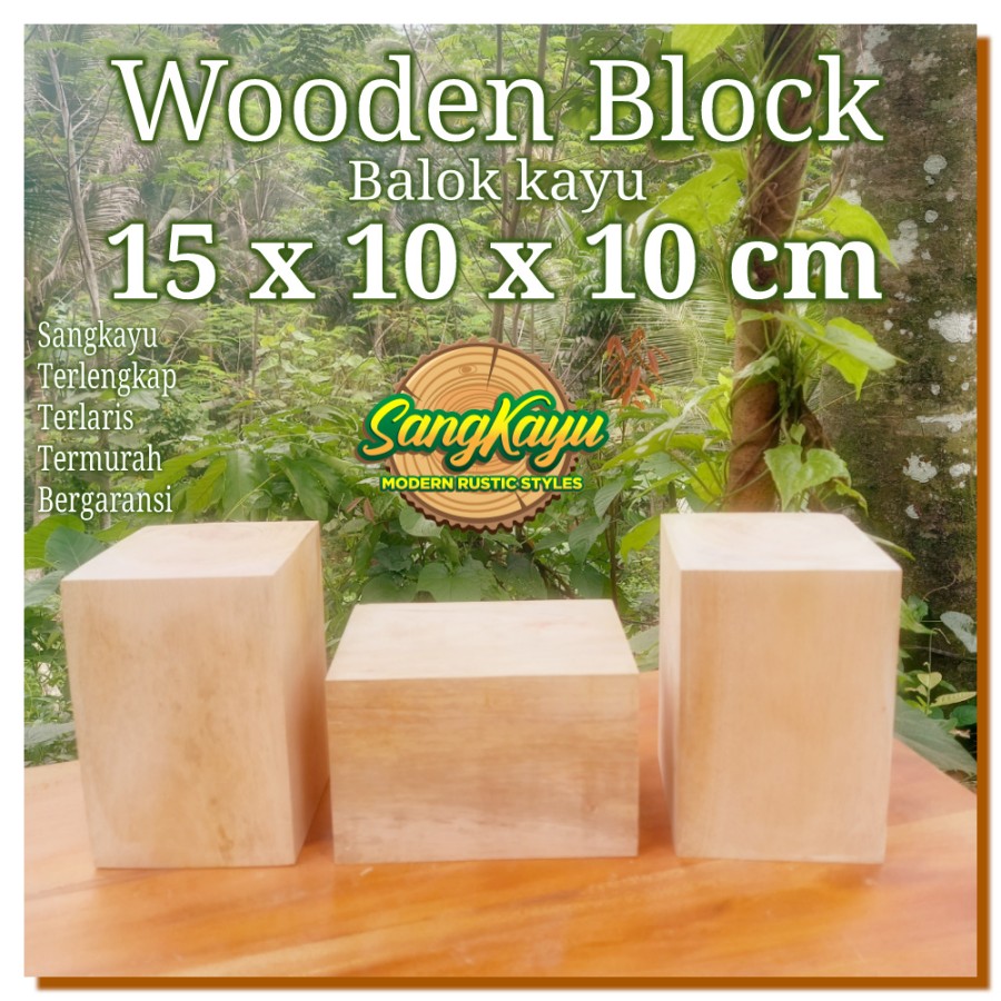 Wooden Block 15x10x10 Cm Balok kayu Wooden Cube Bahan craft dekorasi ...