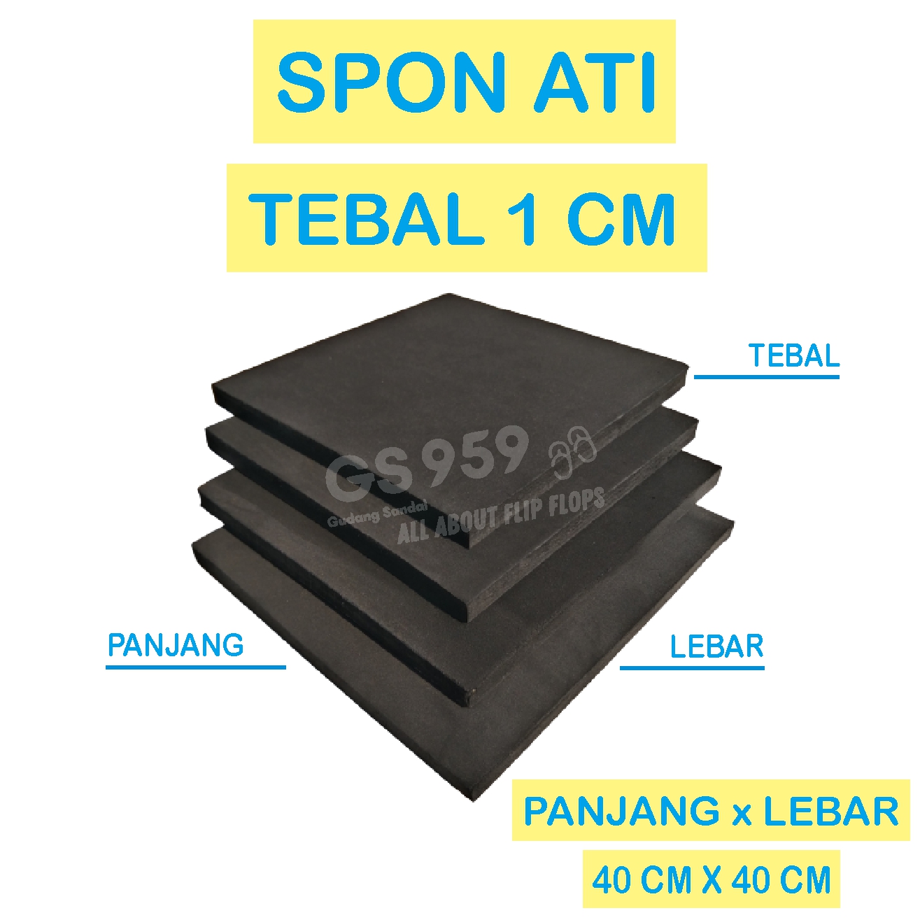 SPON ATI / BUSA ATI / SPON EVA TEBAL 1 CM WARNA HITAM BENTUK PERSEGI ...