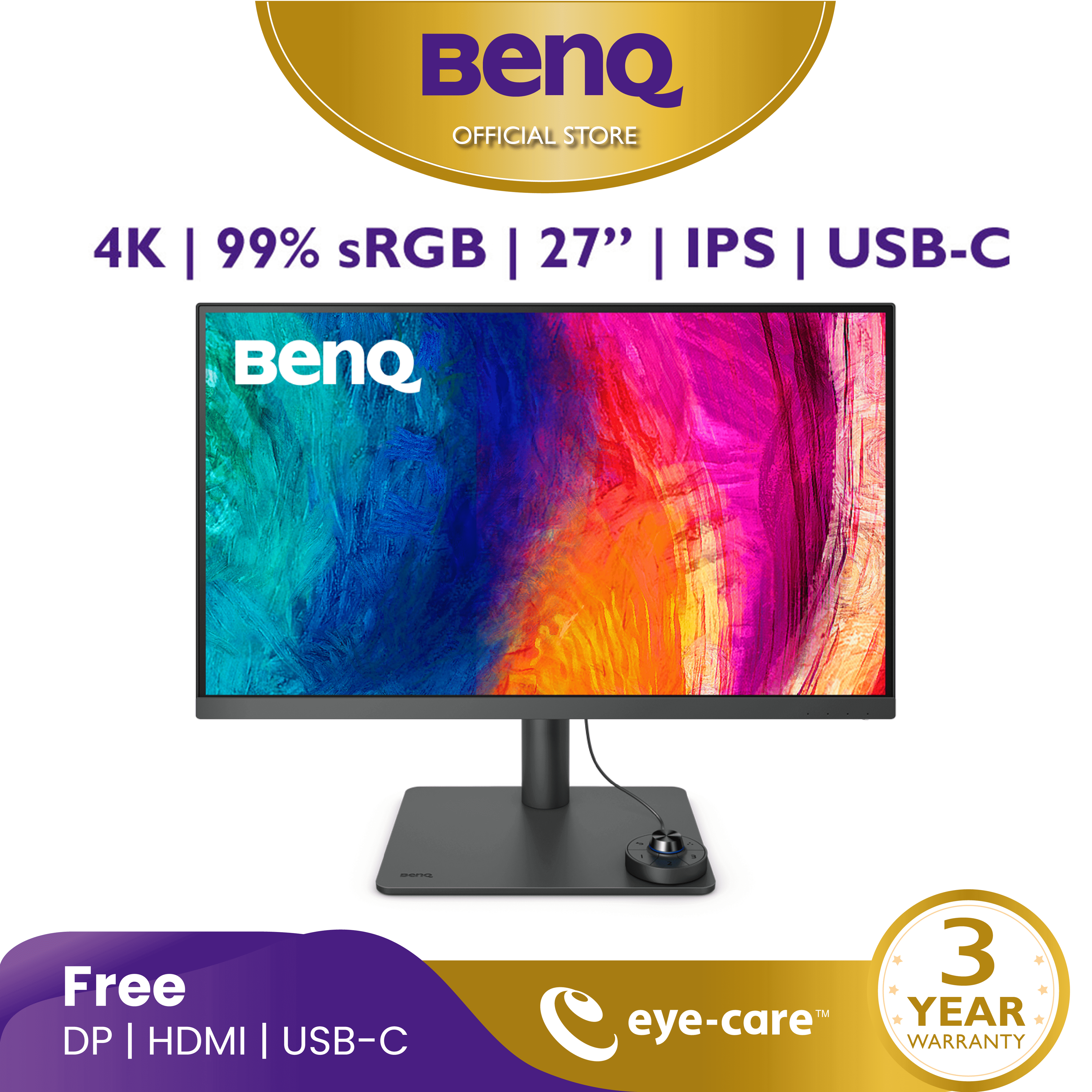Monitor 4K BenQ PD2705U 27" IPS sRGB AQCOLOR USB-C Designer Monitor ...