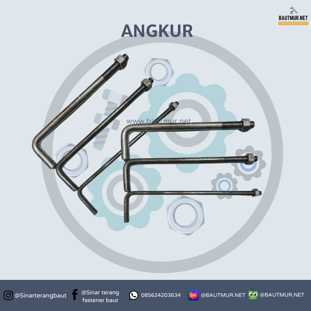 Baut Angkur L ST41 1" x 50cm (25mm x 50cm) plus mur - Besi Baja ...