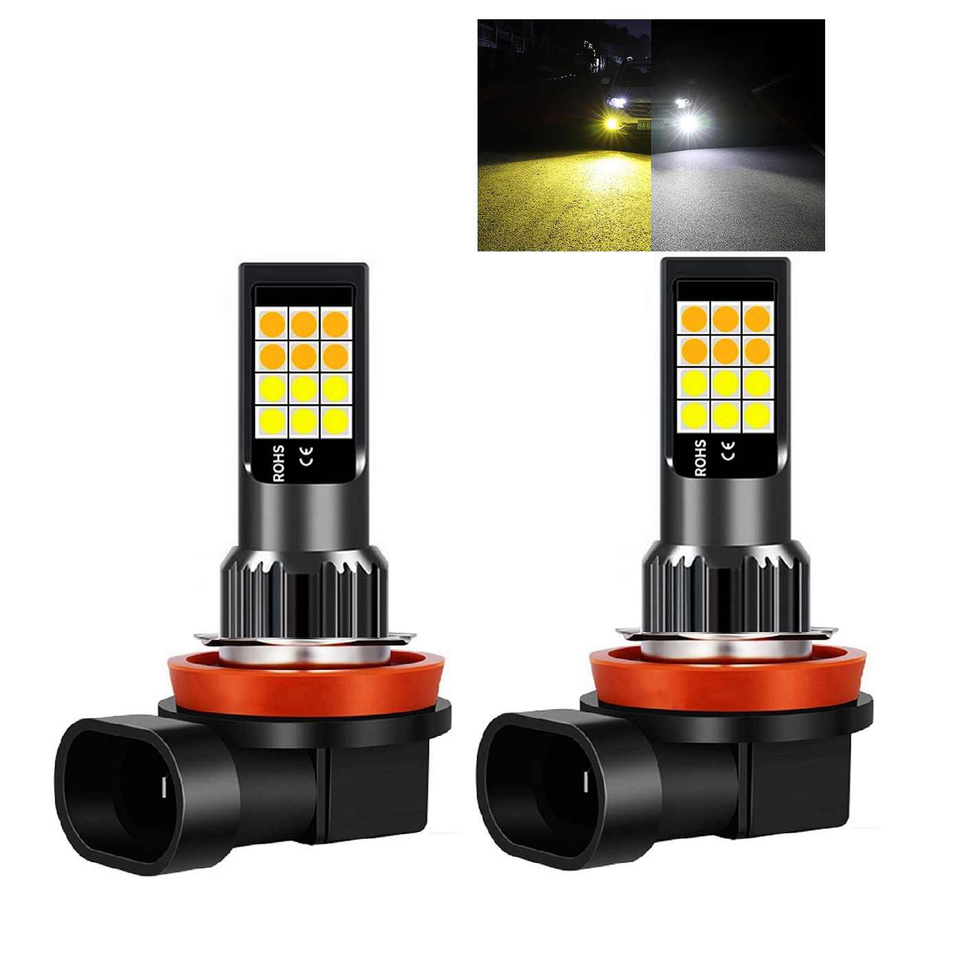 Lampu Utama Mobil LED Headlight /H8 H11 Lampu Kabut Kuning /2 PCS Lampu ...