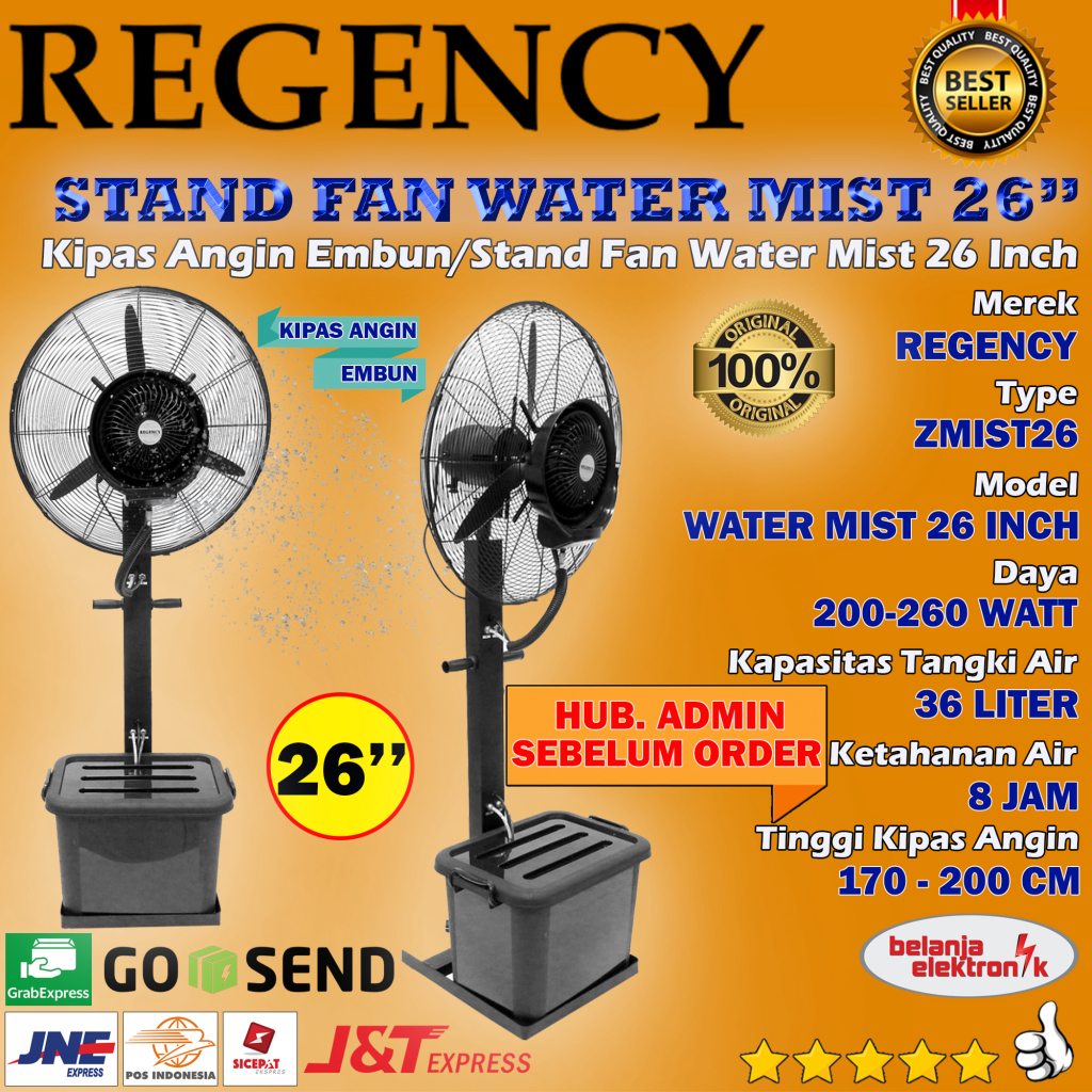 REGENCY STAND FAN WATER MIST KIPAS ANGIN EMBUN 26 INCH ZMIST26 | Lazada ...