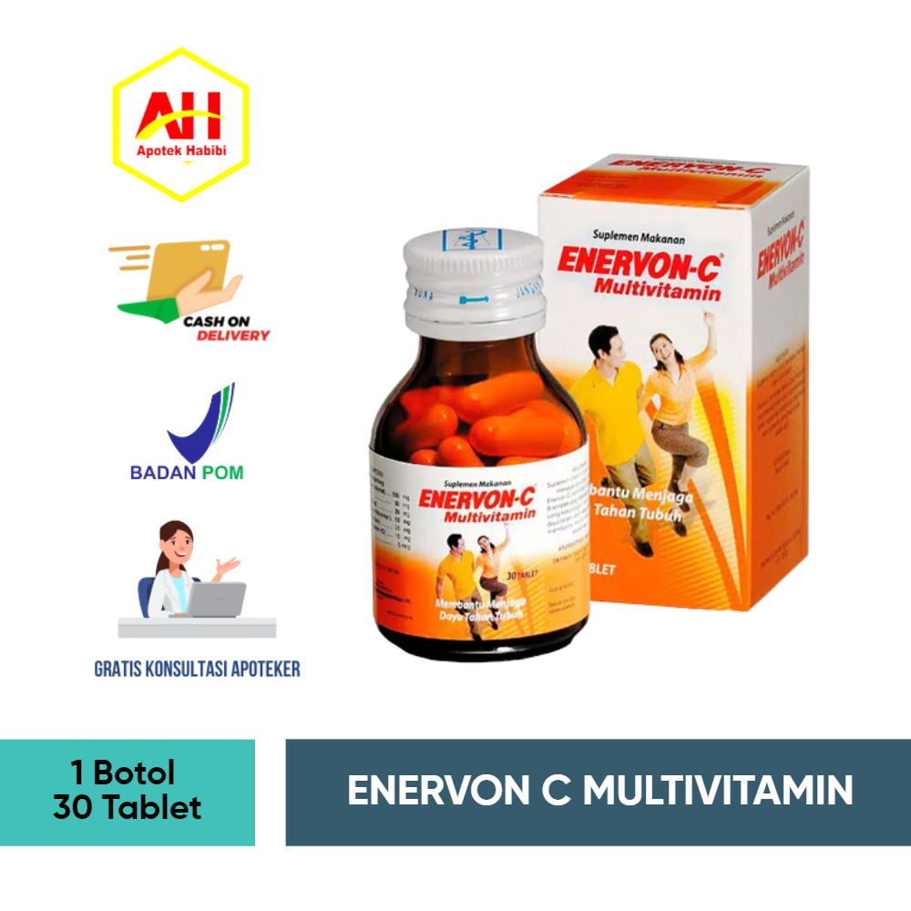 Enervon-C Botol isi 30 tablet Enerpon C EnervonC Vitamin daya tahan ...
