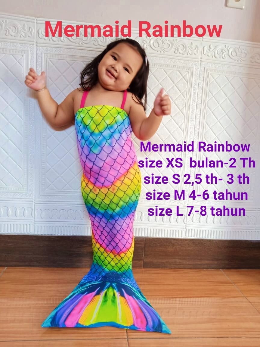 Baju Kostum Renang Mermaid/Putri Duyung Motif RAINBOW (Baju Aril ...