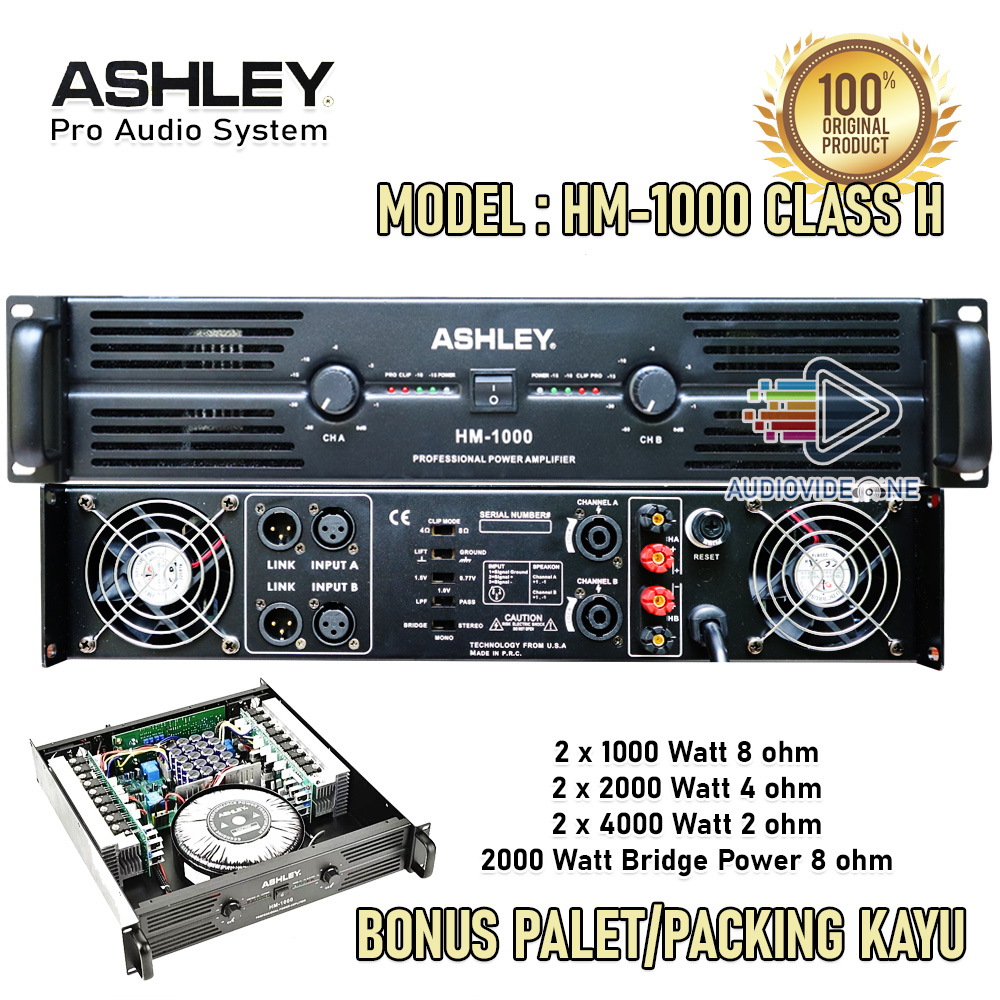 Power Ashley HM-1000 Class H 2 x 1000 Watt Power Amplifier Free Packing Kayu | Lazada Indonesia