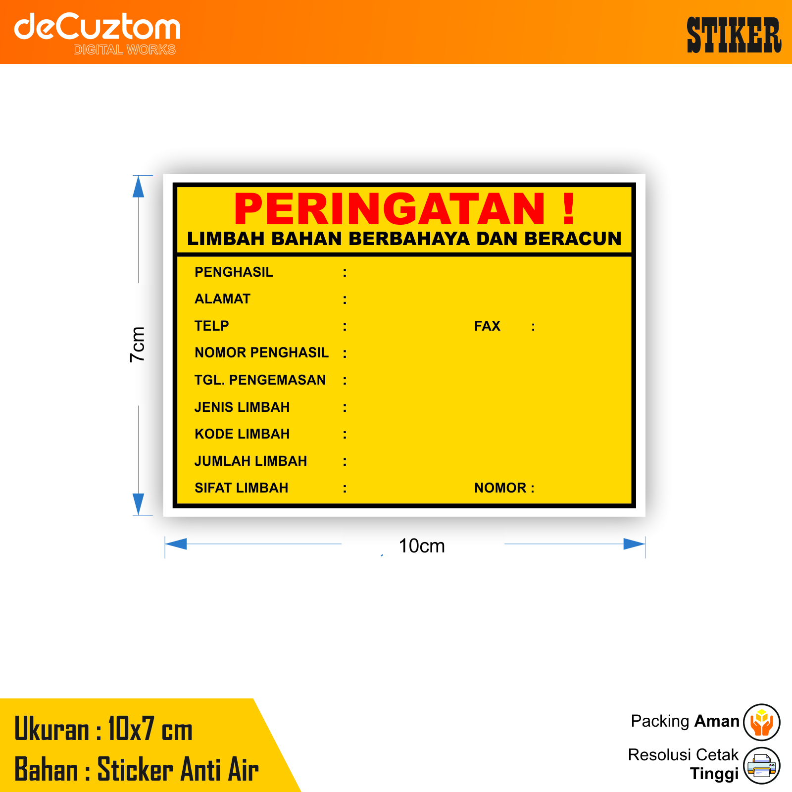 deCuztom Stiker Label Tanda Simbol Keterangan Limbah Sticker B3 ...