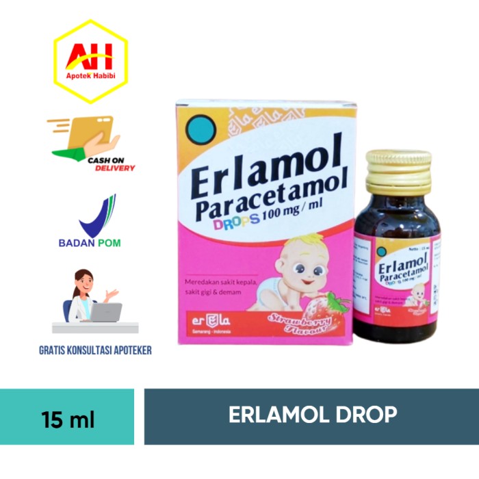 ERLAMOL DROP 15 ML DAN SIRUP 60 ML OBAT DEMAMPUSING SAKIT KEPALA BAYI ...