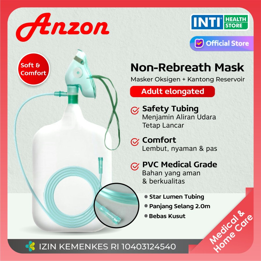 Anzon | Non Rebreath Mask | Masker Oksigen Sungkup | Masker Kantung ...
