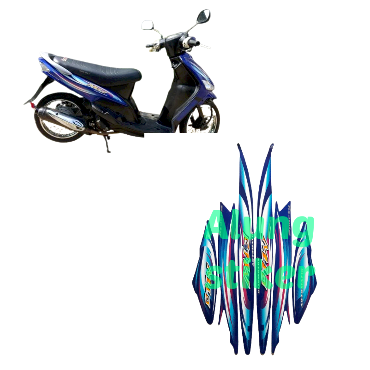 STIKER FULL SET STRIPING LIST BODY MOTOR MIO SPORTY TAHUN 2007 STANDAR ...
