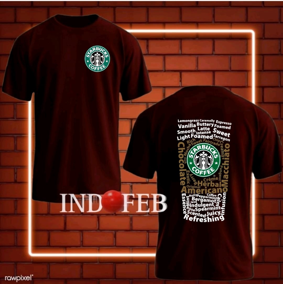 BAJU DEWASA STARBUCKS/BAHAN TEBAL 30s/GAMBAR SABLON DEPAN BELAKANG ...