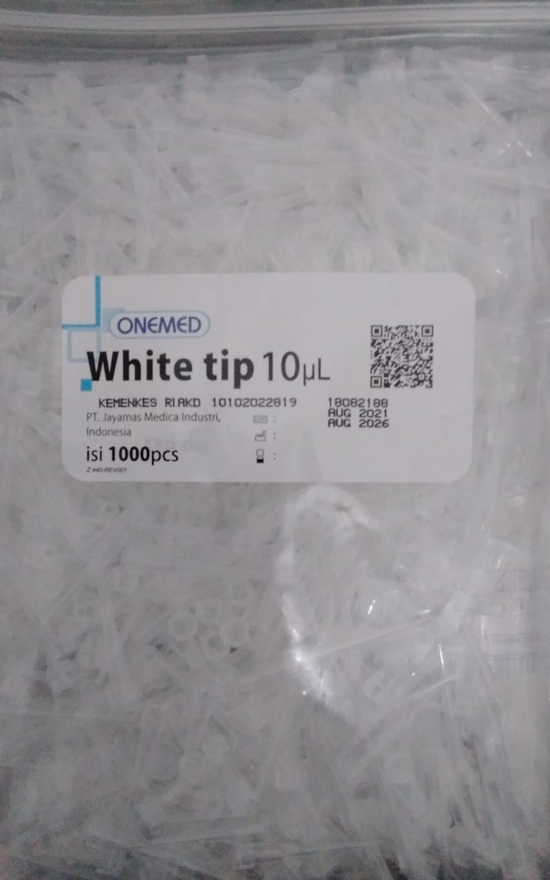 white tip micropipette tip putih mikropipete 10 uL pak onemed onelab ...