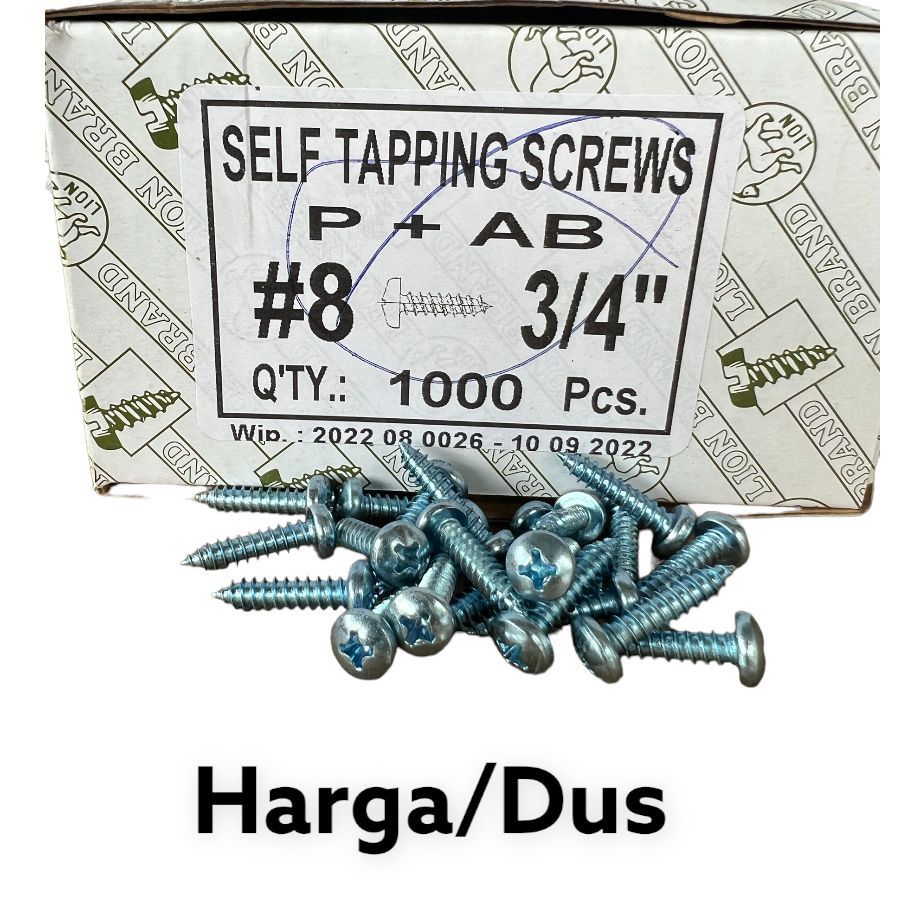 HARGA /DUS P+AB TAPPING SEKRUP KAYU 8x3/4 PANJANG 2cm SEKRUP TAPING ...