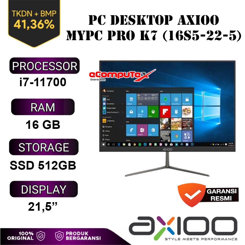 PC DESKTOP AXIOO MyPC Pro K7 (16S5-22-5) i7 / 16GB 512GB TKDN - GARANSI ...
