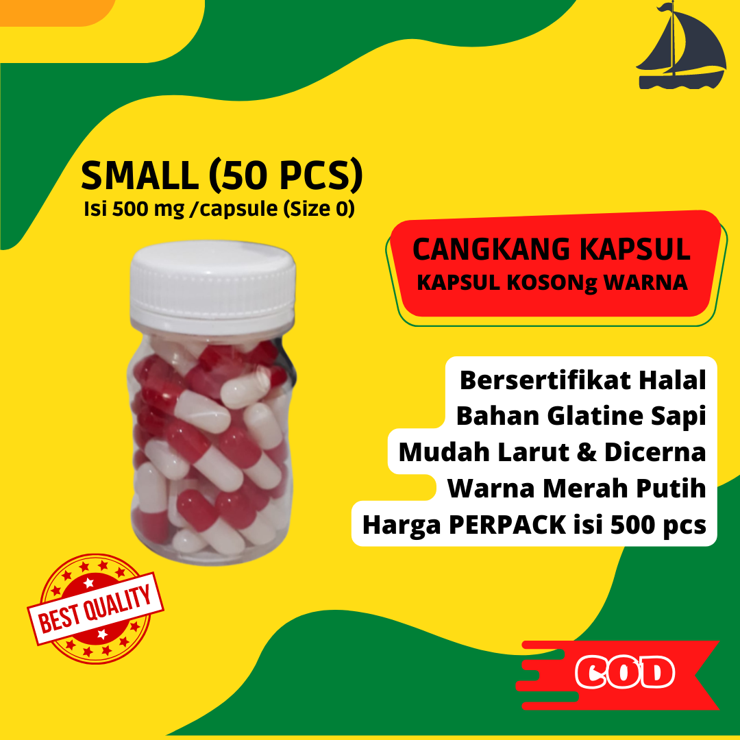Cangkang Kapsul Warna Merah Putih Ukuran 0 isi 50 Natural Transparan ...