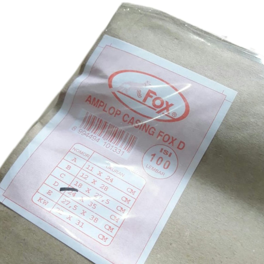 Casing FOX Amplop Coklat Ukuran D Folio 24 x 35 cm Isi 100 Pcs | Lazada ...