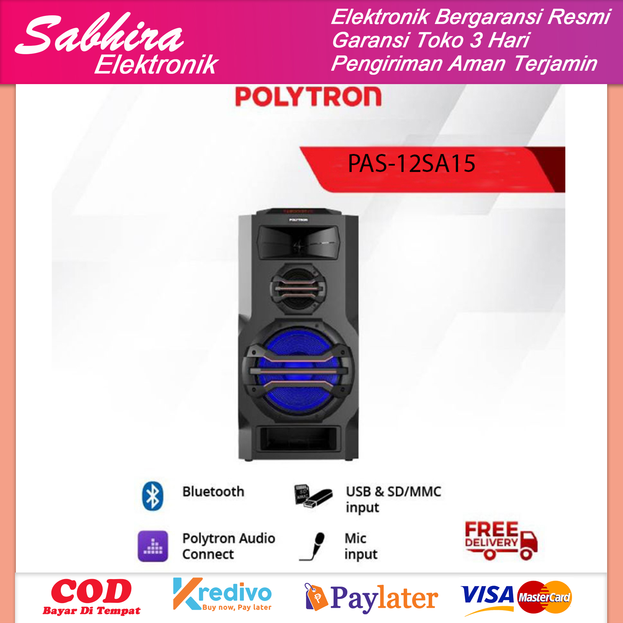 Speaker aktif bluetooth polytron series pas 12SA15 garansi resmi | Lazada Indonesia